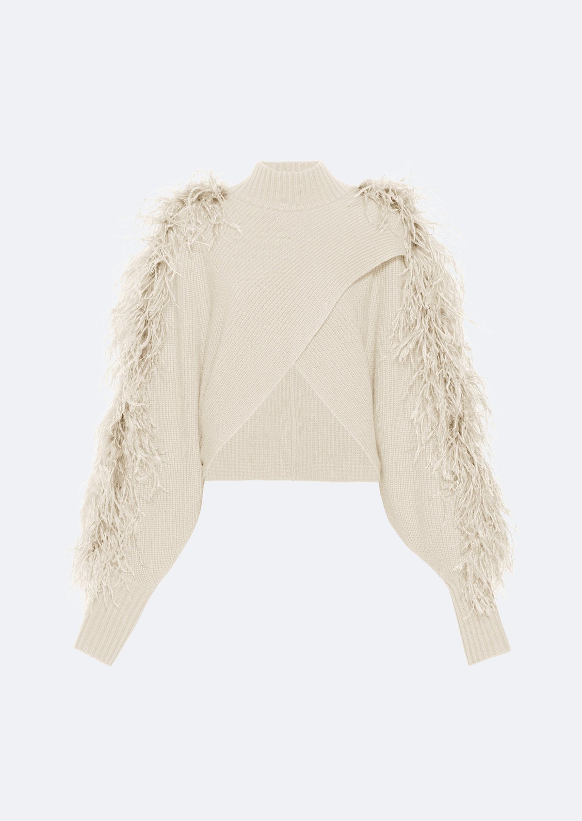 Cashmere Crossover Sweater With Feathers in Cream Cream and Neutral ...