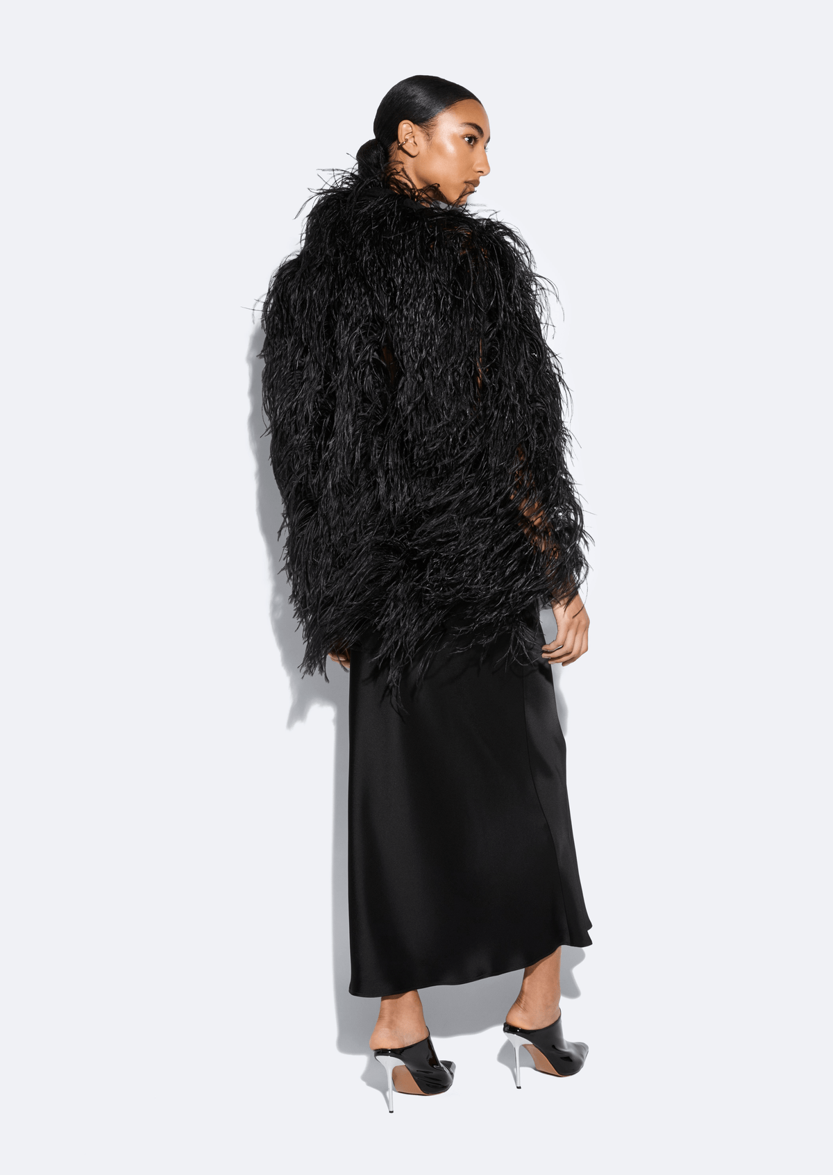 Marbled Feathers Jacket in Black Black | LAPOINTE