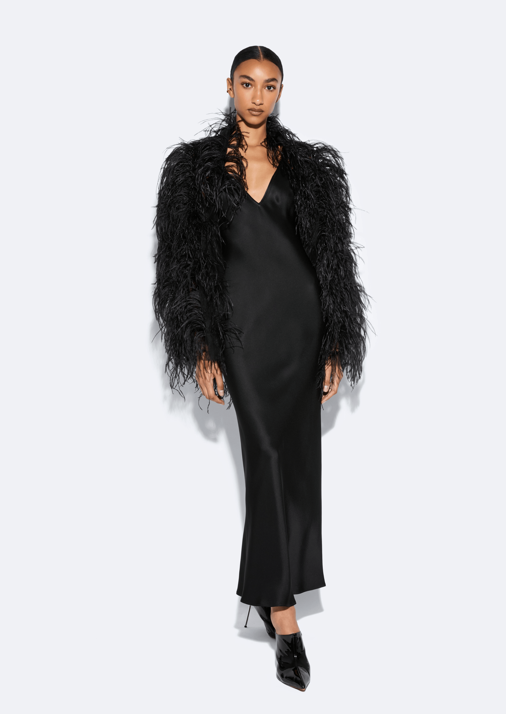 Marbled Feathers Jacket in Black Black | LAPOINTE