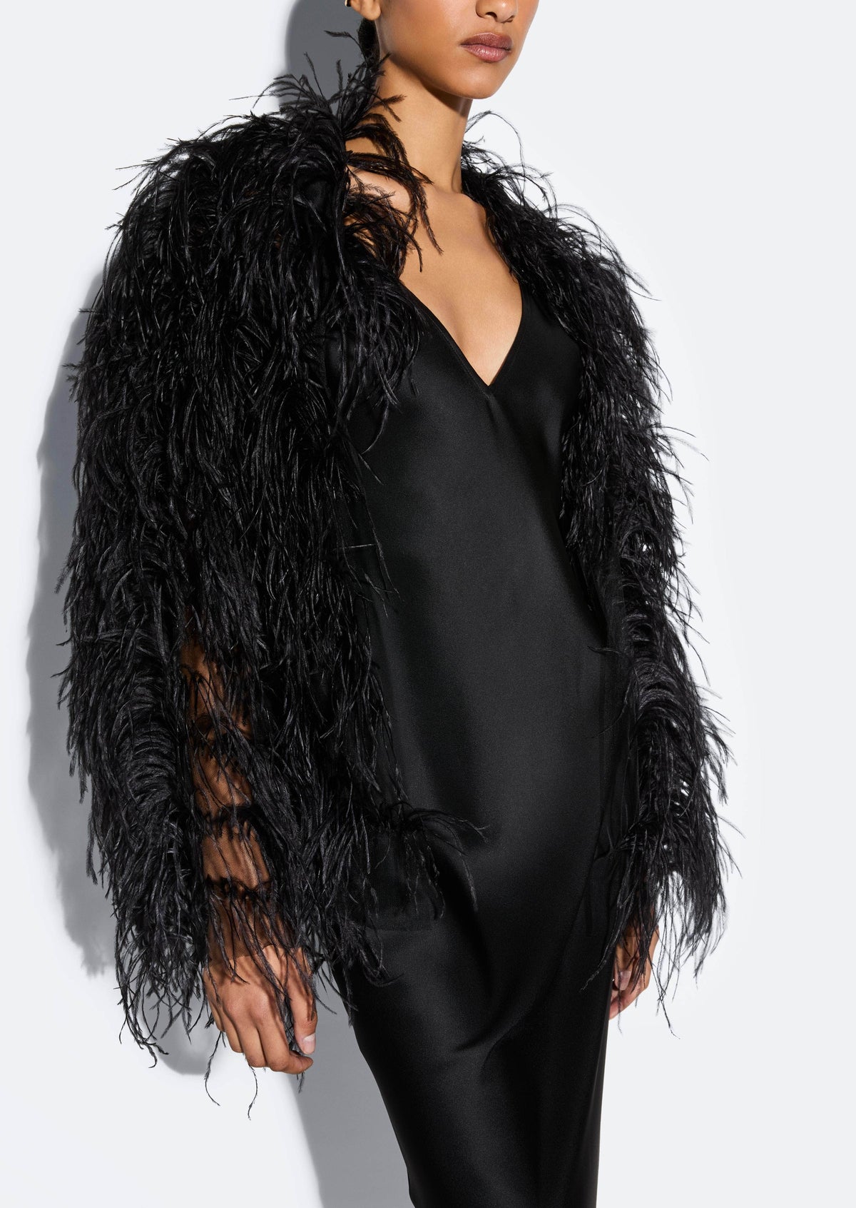 Marbled Feathers Jacket in Black Black | LAPOINTE