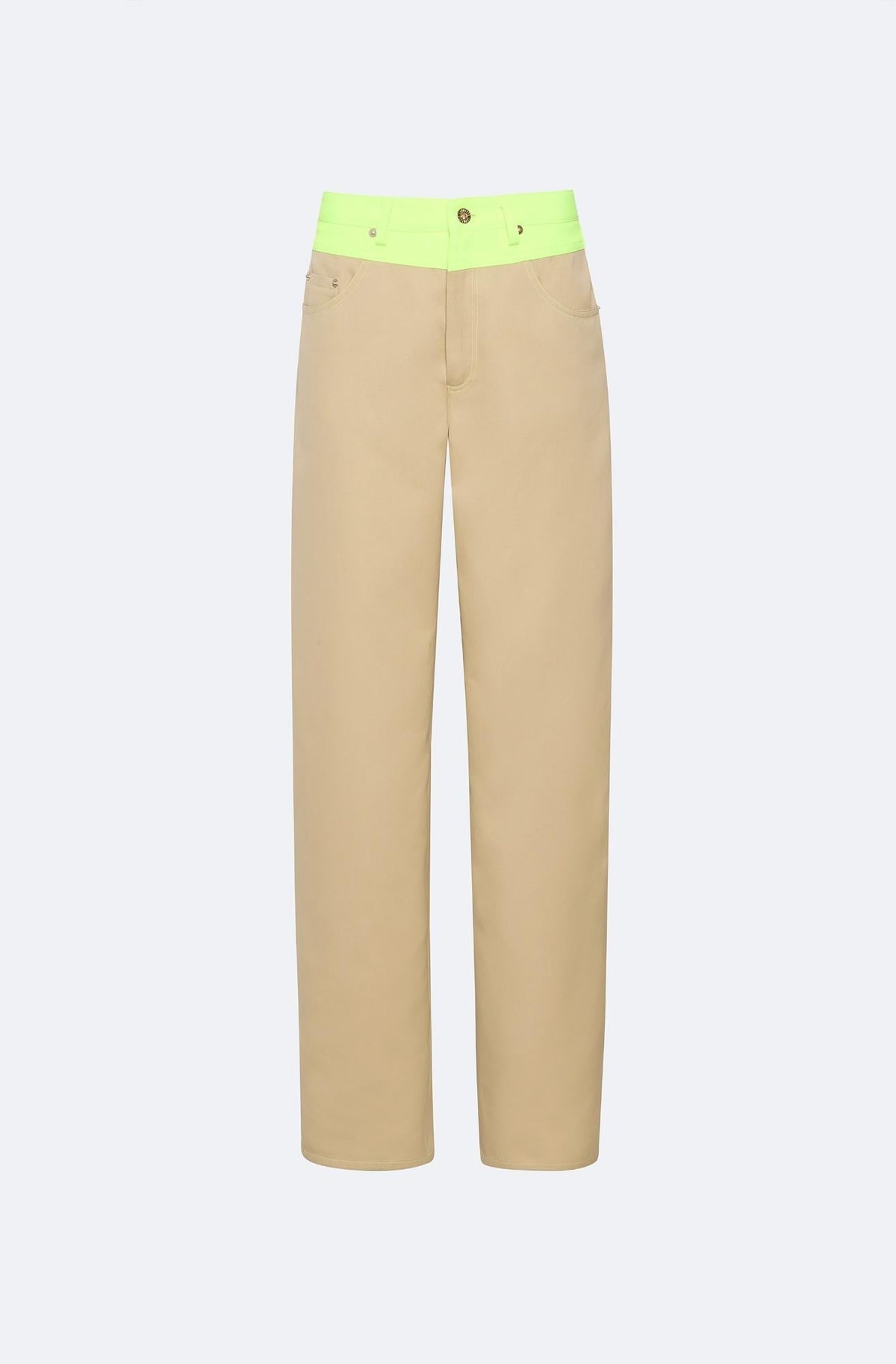 Cotton Double Seam Pant in Khaki/yellow glow Tan | LAPOINTE