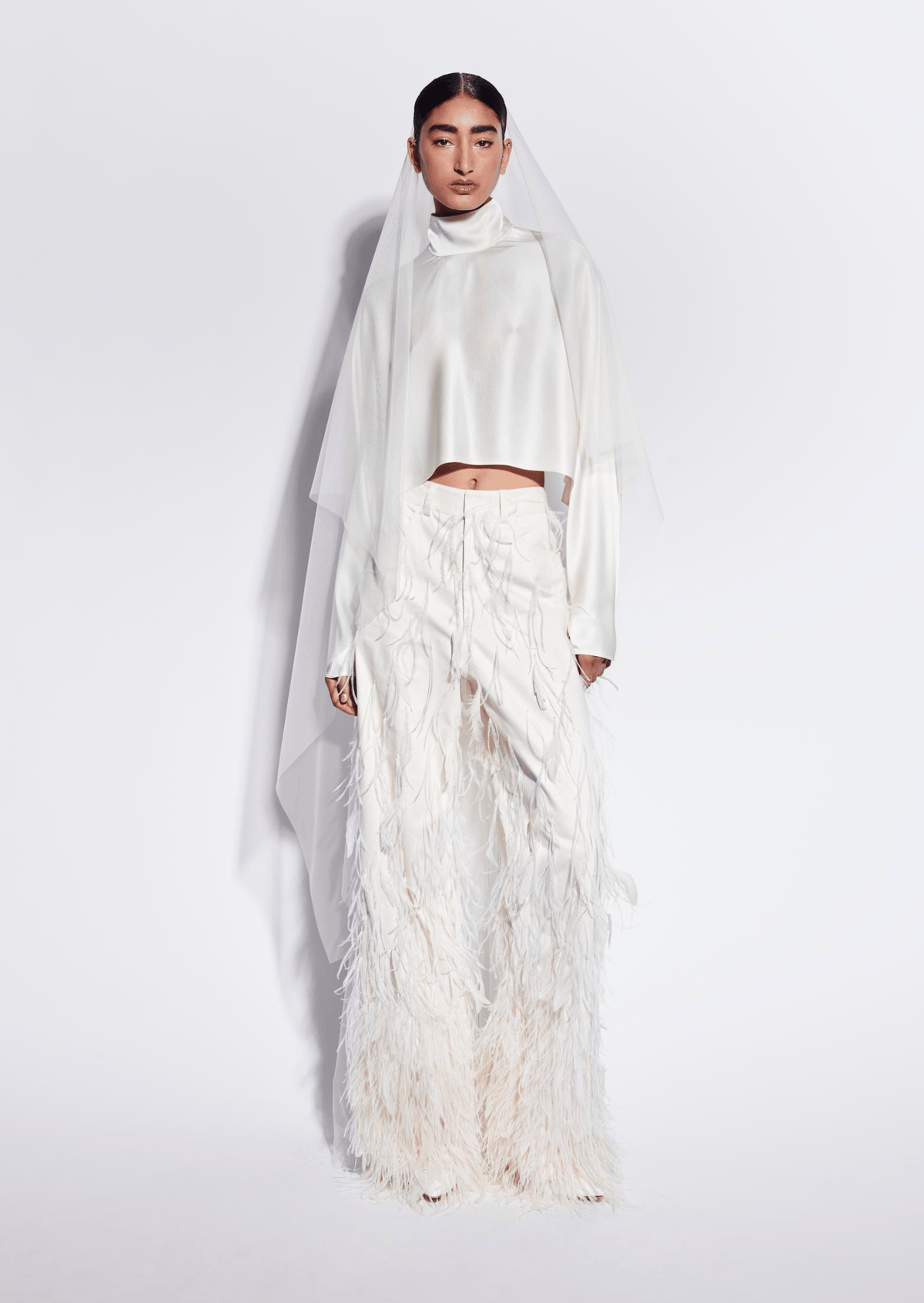 Tulle Veil in Cream Cream | LAPOINTE